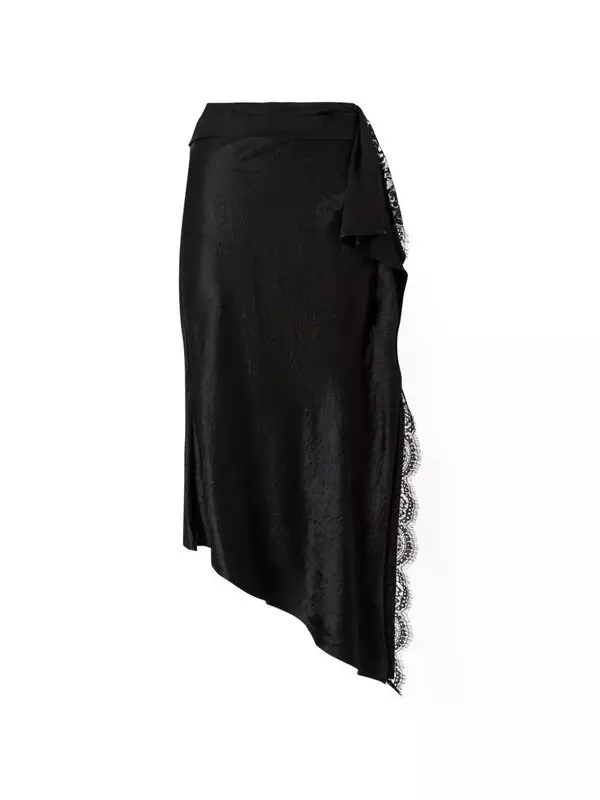 Pinko Asymmetric Lace-trim Draped Skirt - Black