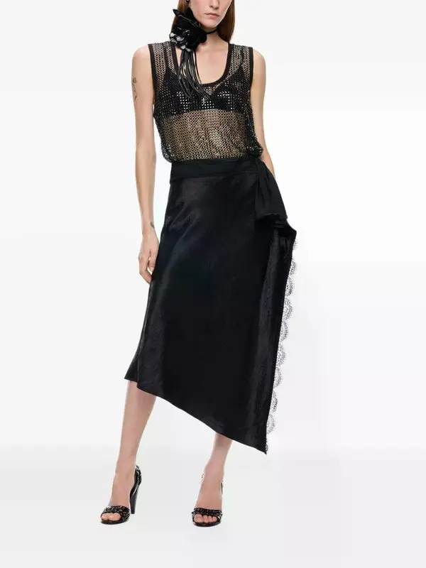 Pinko Asymmetric Lace-trim Draped Skirt - Black