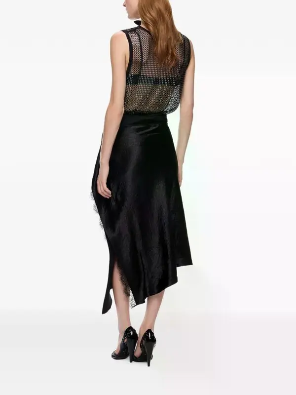 Pinko Asymmetric Lace-trim Draped Skirt - Black
