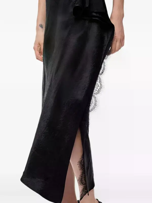 Pinko Asymmetric Lace-trim Draped Skirt - Black