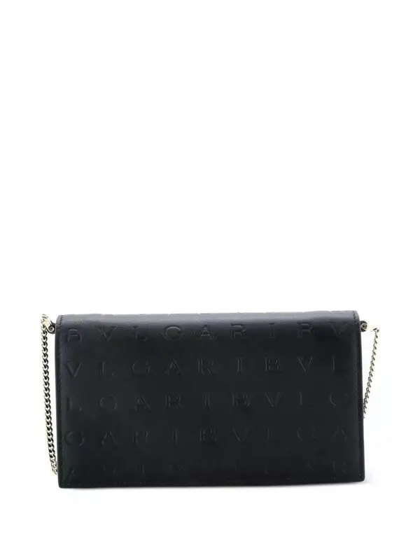 BVLGARI Logo Infinitum Chain Wallet Embossed Leather Crossbody Bag