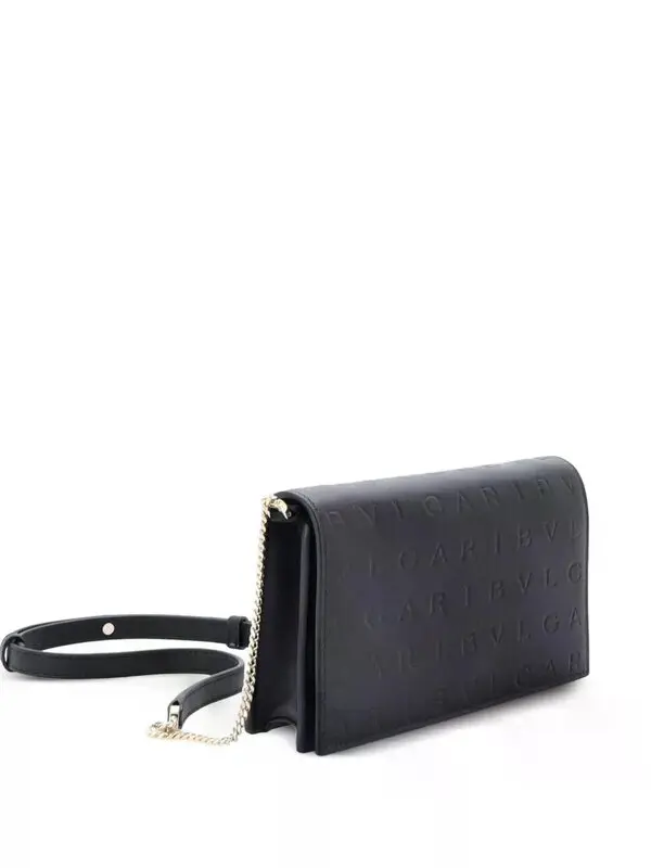 BVLGARI Logo Infinitum Chain Wallet Embossed Leather Crossbody Bag
