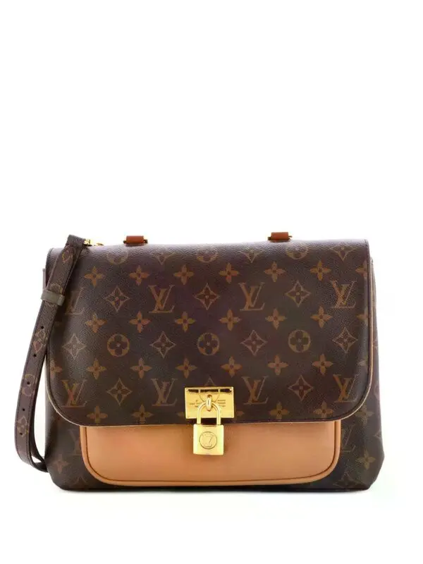 LOUIS VUITTON Monogram Canvas Marignan Handbag With Leather Shoulder Strap - Brown