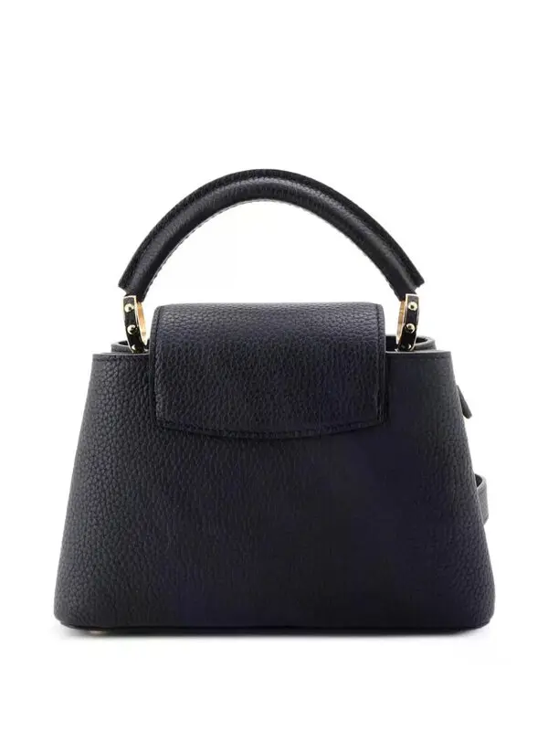 LOUIS VUITTON Capucines Chain Taurillion Leather Small Satchel Bag - Black
