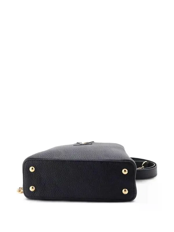 LOUIS VUITTON Capucines Chain Taurillion Leather Small Satchel Bag - Black