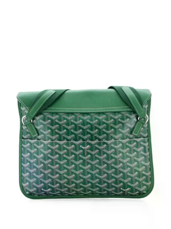 Goyard Coursier Messenger Bag In Coated Canvas And Leather - Green
