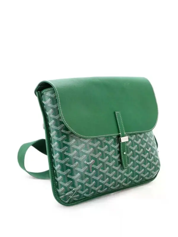 Goyard Coursier Messenger Bag In Coated Canvas And Leather - Green