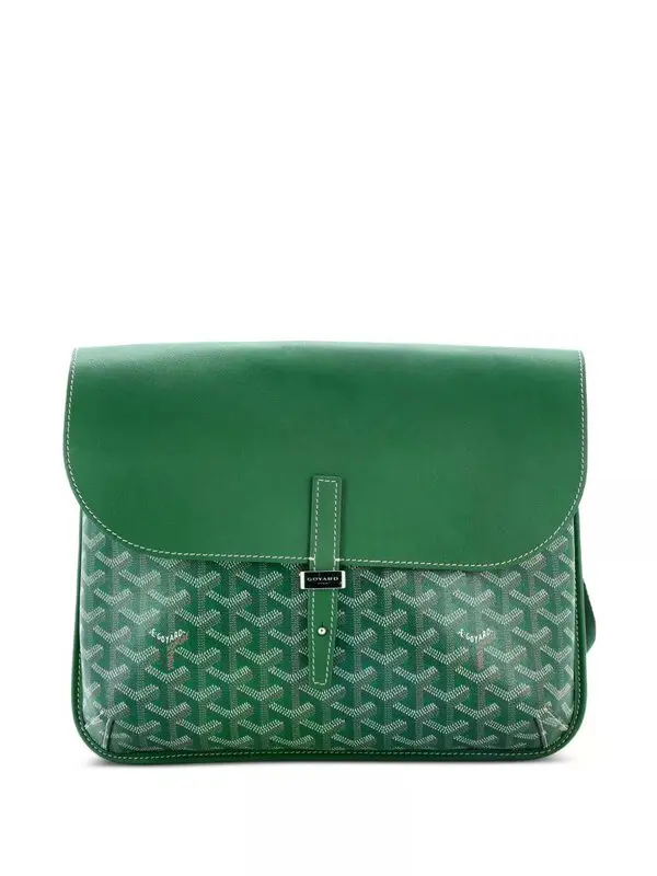 Goyard Coursier Messenger Bag In Coated Canvas And Leather - Green