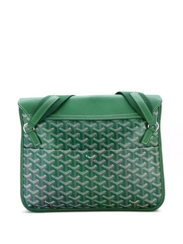 Goyard Coursier Messenger Bag In Coated Canvas And Leather - Green