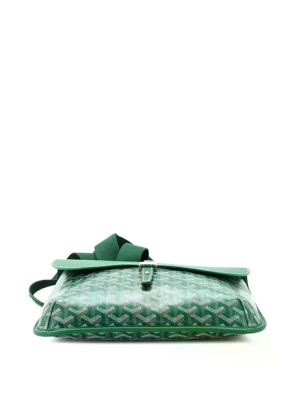 Goyard Coursier Messenger Bag In Coated Canvas And Leather - Green