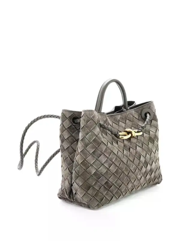 Bottega Veneta Andiamo Top Handle Bag Intrecciato Suede Small Satchel