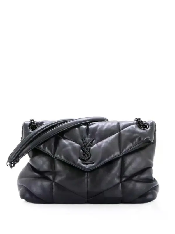 Saint Laurent Loulou Puffer Quilted Leather Medium Shoulder Bag - Black