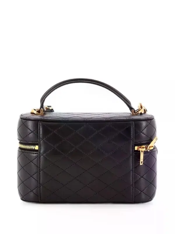 Saint Laurent Gaby Zip Around Vanity Bag Quilted Leather Mini Satchel - Black