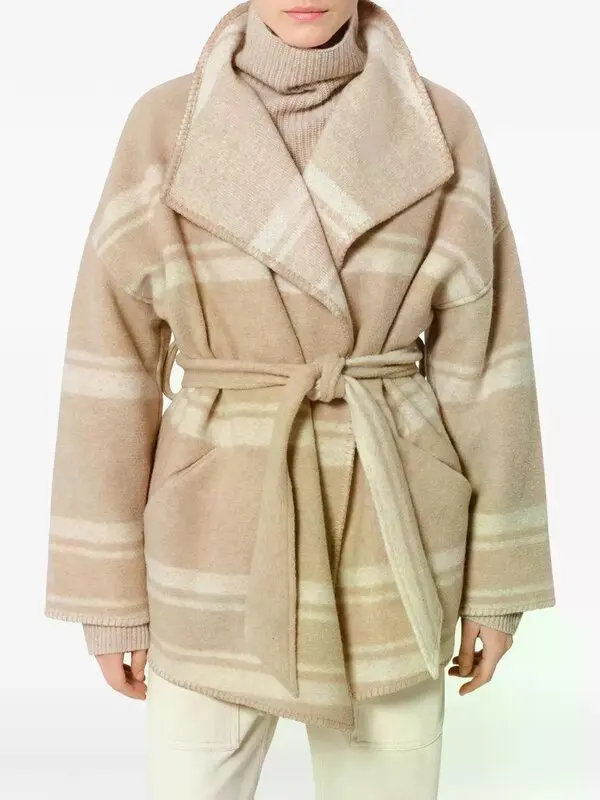 MARANT ETOILE Brea Horizontal-stripe Belted Coat
