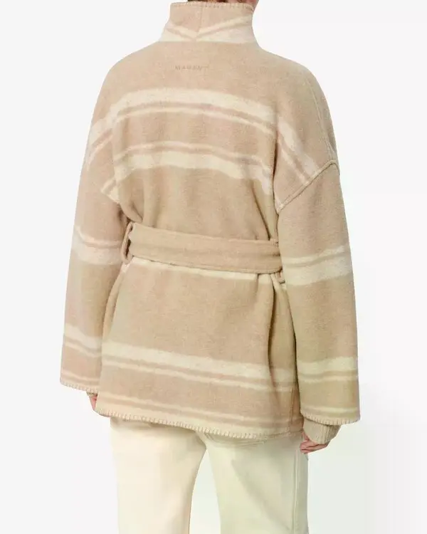 MARANT ETOILE Brea Horizontal-stripe Belted Coat