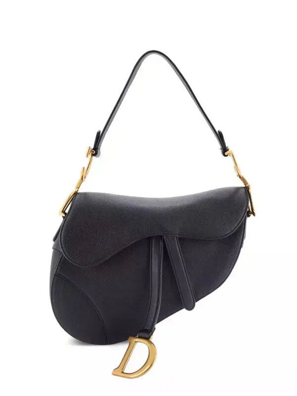 Dior Saddle Handbag Leather Medium Shoulder Bag - Black
