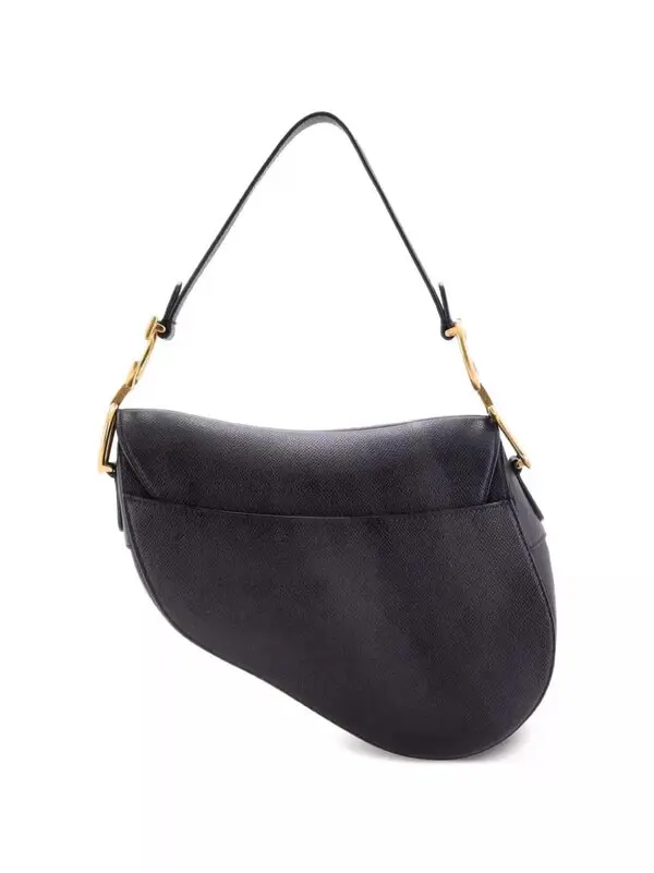 Dior Saddle Handbag Leather Medium Shoulder Bag - Black