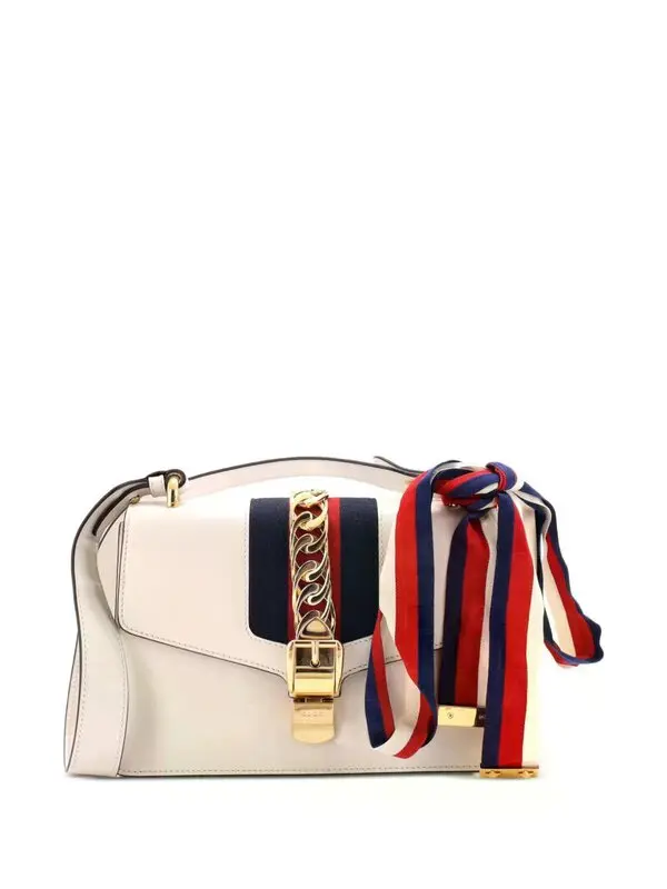 Gucci Sylvie Leather Small Shoulder Bag - White