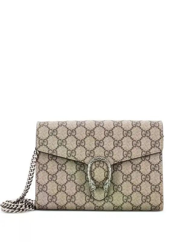 Gucci Dionysus Chain Wallet Gg Coated Canvas Small Crossbody Bag - Brown
