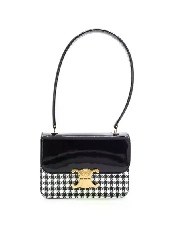 Celine Garance Bag Printed Patent Teen Shoulder Bag - Black
