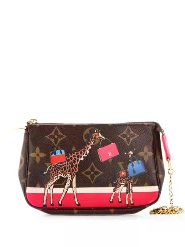 LOUIS VUITTON Pochette Accessoires Limited Edition Christmas Animation Monogram Canvas Mini Shoulder Bag - Brown