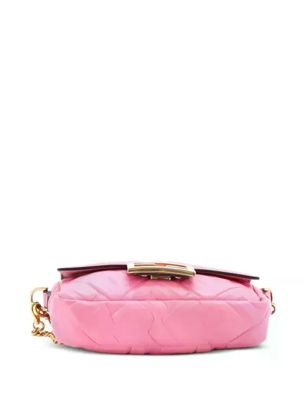 Fendi Baguette Nm Bag Zucca Embossed Leather Mini Crossbody Bag