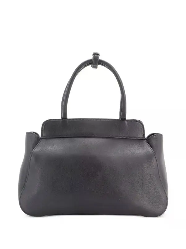 Prada Soft Grain Leather Medium Tote Bag - Black