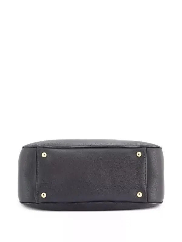 Prada Soft Grain Leather Medium Tote Bag - Black