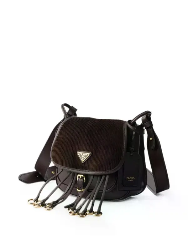 Prada Corsaire Corduroy And Leather Mini Shoulder Bag - Brown