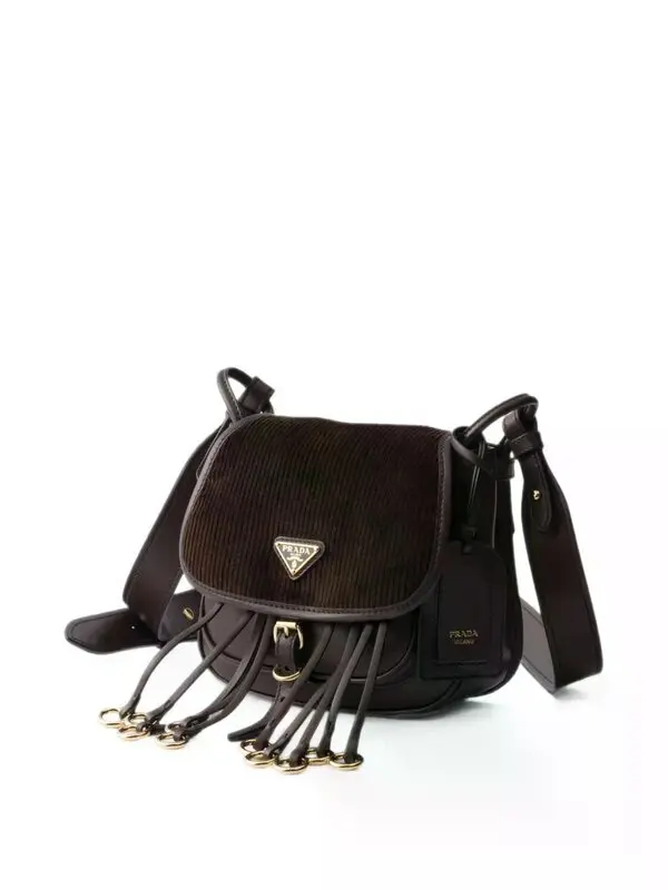 Prada Corsaire Corduroy And Leather Mini Shoulder Bag