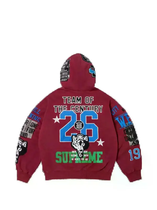 Supreme Warriors-appliqué Zip-up Hoodie - Red