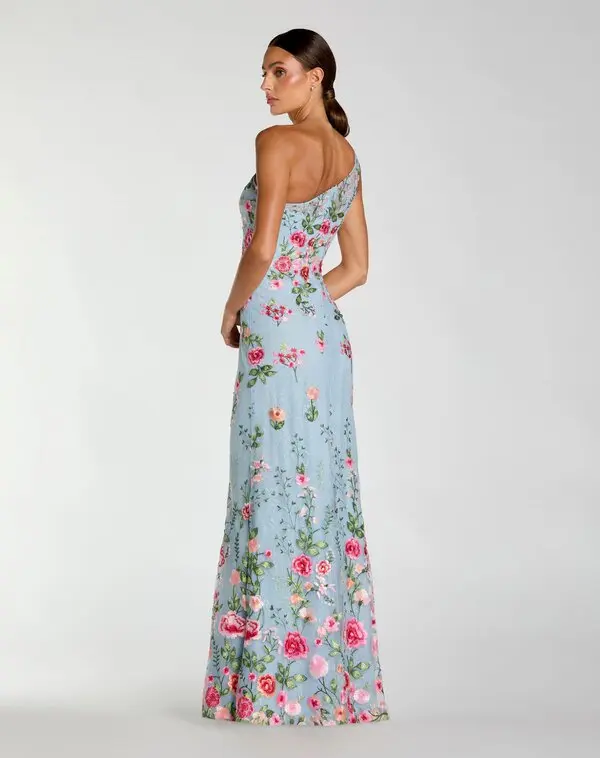Mac Duggal Petite One Shoulder Floral Embroidered Gown