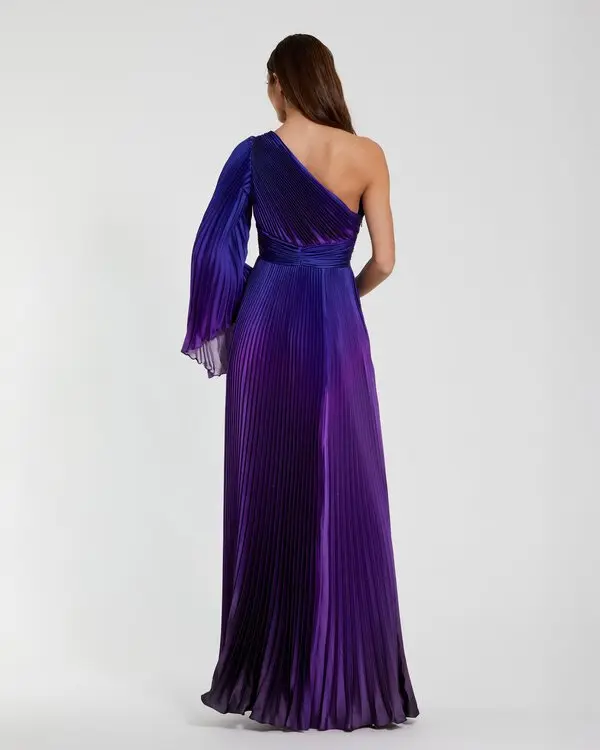 Mac Duggal One Shoulder Pleated Ombre Gown