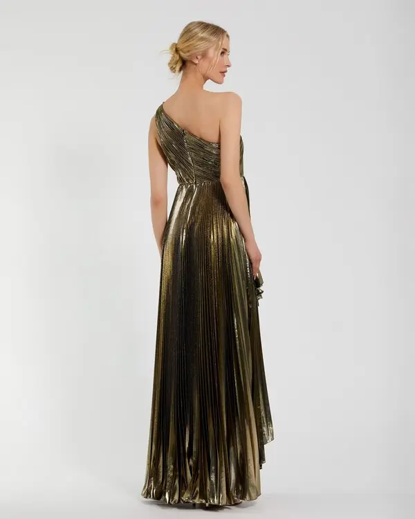 Mac Duggal Petite Metallic One Shoulder Gown