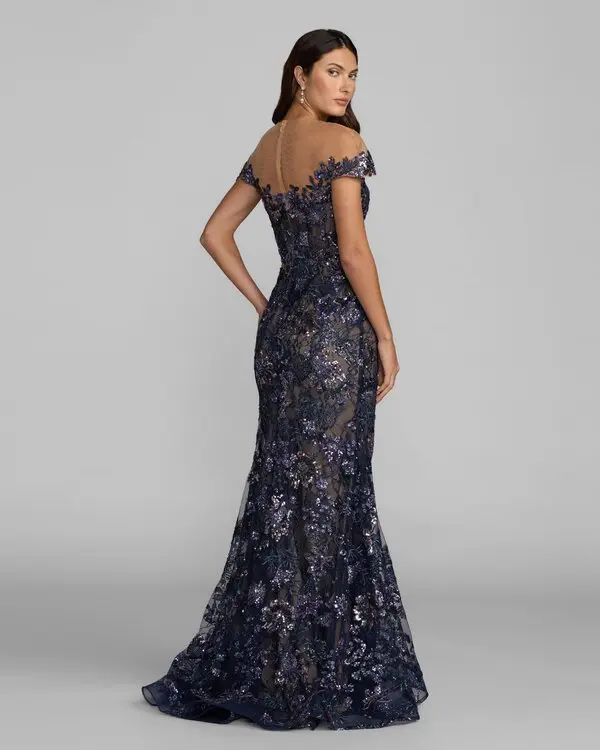 Mac Duggal Embellished Lace Trumpet Gown
