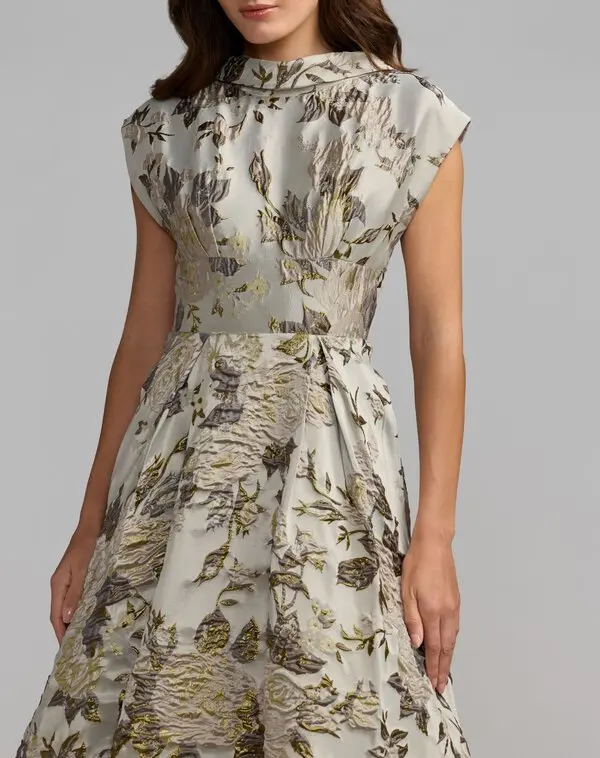 Mac Duggal Floral Brocade Cap Sleeve Ball Gown
