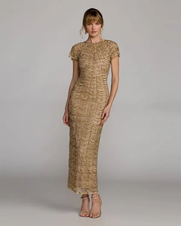 MAC DUGGAL COLLECTION Embellished Cap Sleeve Column Gown