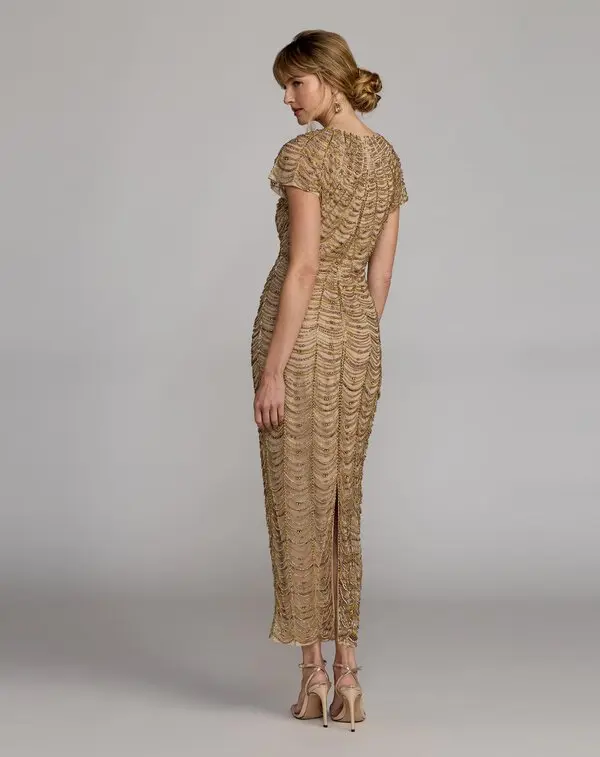 MAC DUGGAL COLLECTION Embellished Cap Sleeve Column Gown