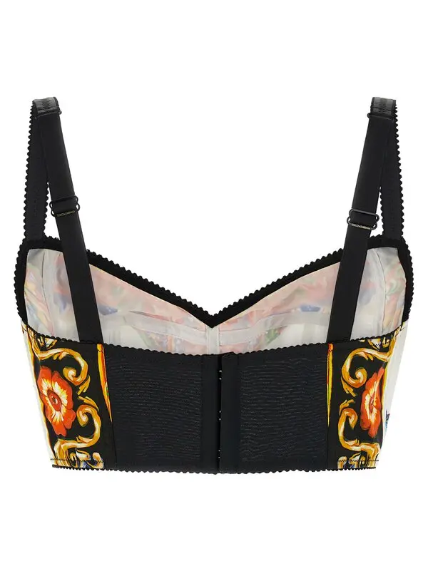 Dolce & Gabbana Carretto' Print Sweetheart Neckline Crop Top