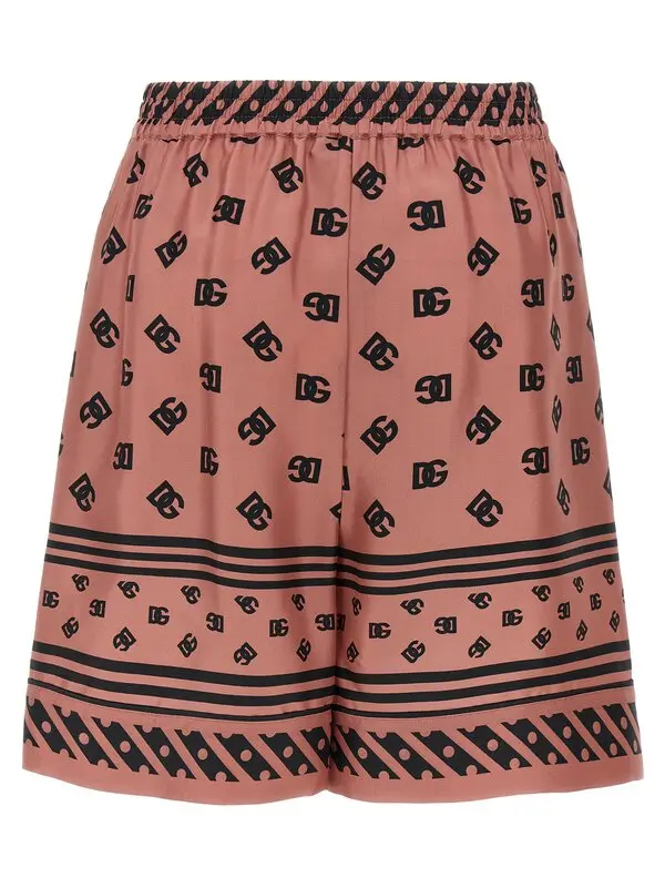 Dolce & Gabbana Silk Jacquard Logo Bermuda Shorts