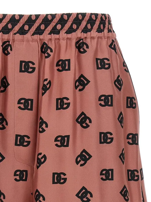 Dolce & Gabbana Silk Jacquard Logo Bermuda Shorts