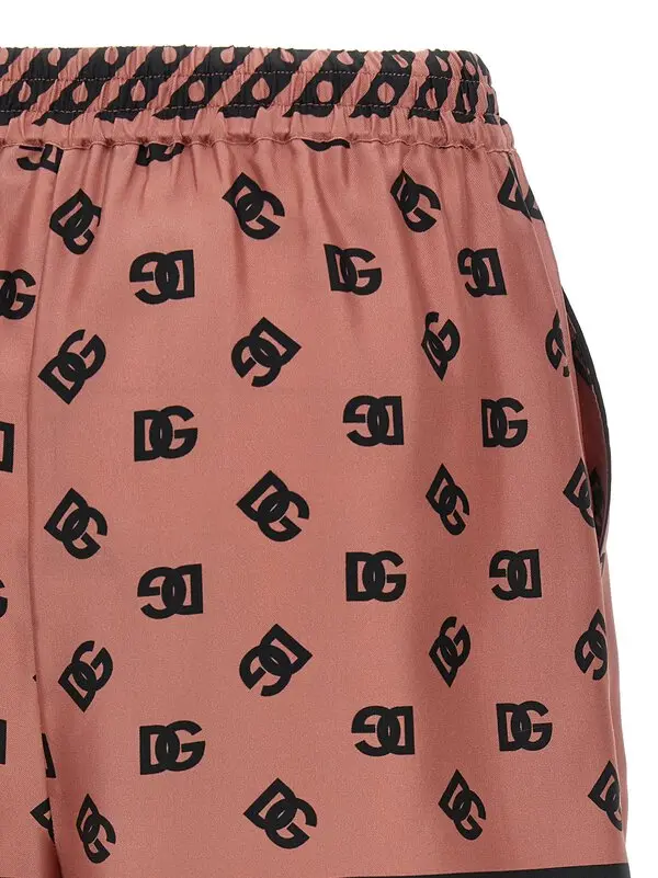Dolce & Gabbana Silk Jacquard Logo Bermuda Shorts