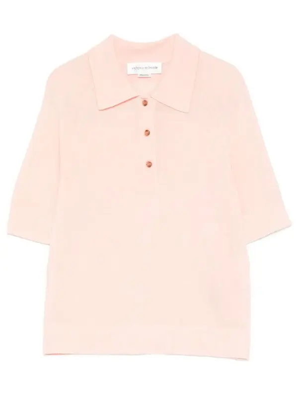 Victoria Beckham Fine Gauge Knitted Polo Top - Multicolor