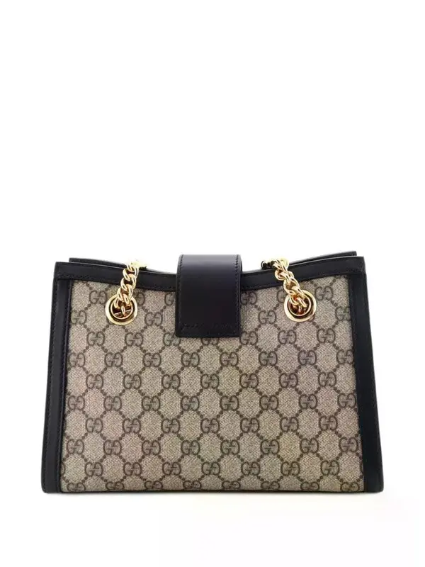 Gucci Padlock Chain Tote Gg Coated Canvas Small Shoulder Bag - Black