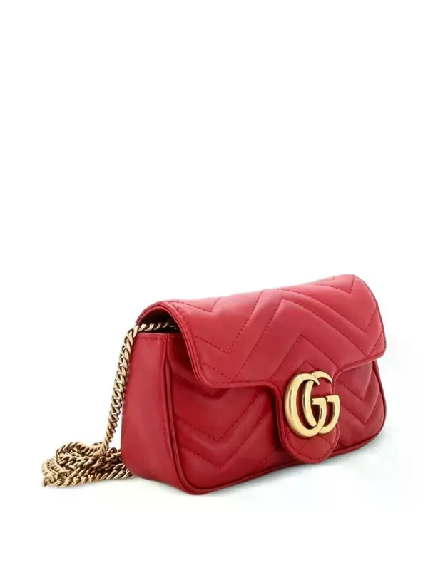 Gucci Matelasse Leather Super Mini Crossbody Bag - Red