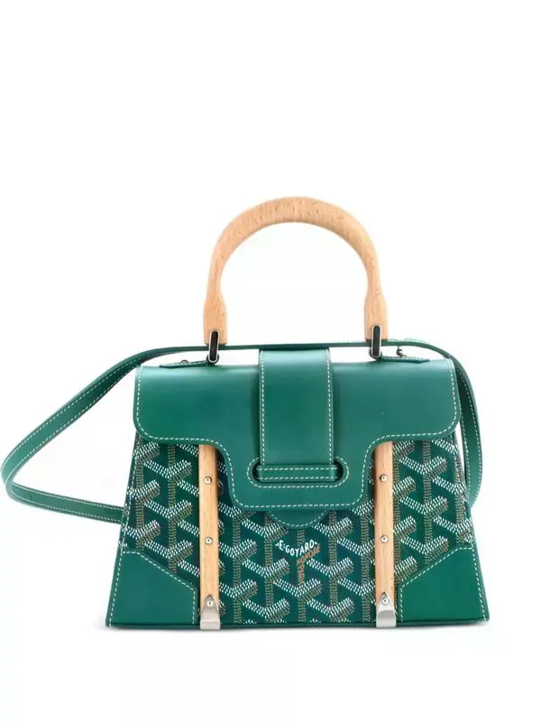 Goyard Structured Saigon Top Handle Bag Coated Canvas With Leather Mini Satchel - Green
