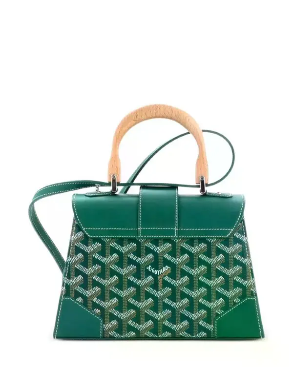 Goyard Structured Saigon Top Handle Bag Coated Canvas With Leather Mini Satchel - Green