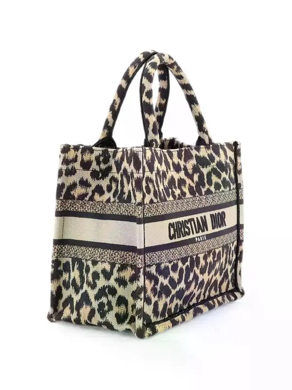 Dior Book Embroidered Canvas Small Tote Bag - Brown