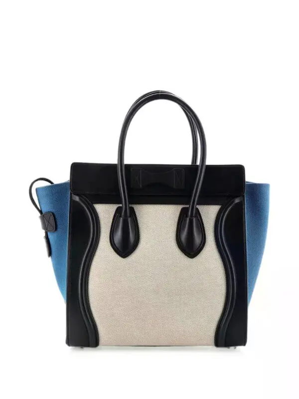Celine Luggage Bag Canvas And Leather Micro Tote Bag