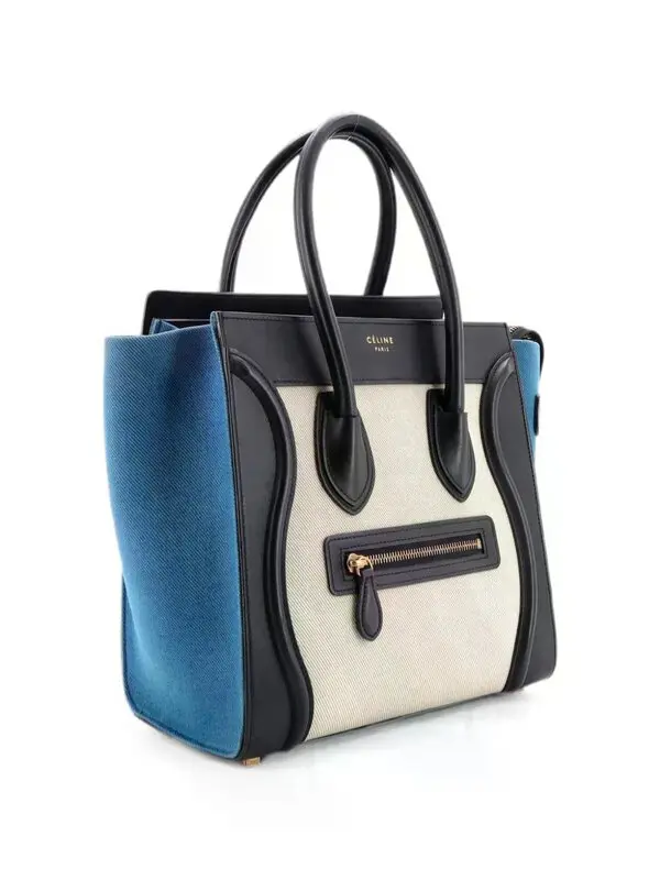 Celine Luggage Bag Canvas And Leather Micro Tote Bag